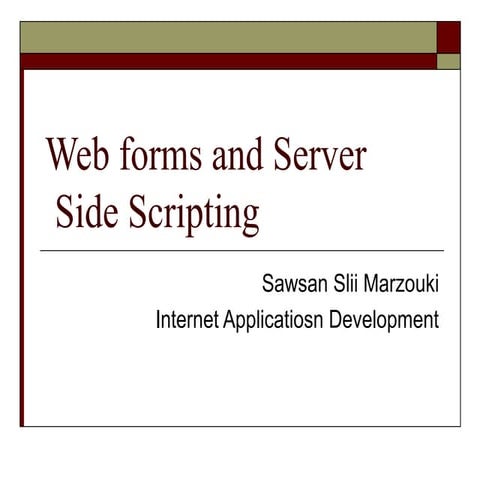 Web Forms And Server Side Scripting Ppt 8105
