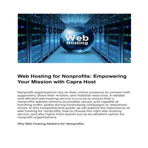 Web Hosting for Nonprofits_ Empowering Your Mission with Capra Host.pdf