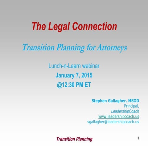 Webinar transition management - jan 2015 | PPTX | Retirement Planning ...