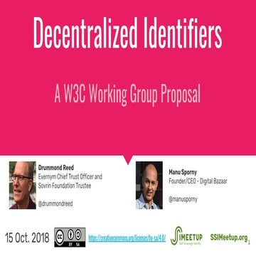 Decentralized Identifiers DIDs and W3C with Manu Sporny and Drummond Reed | PDF