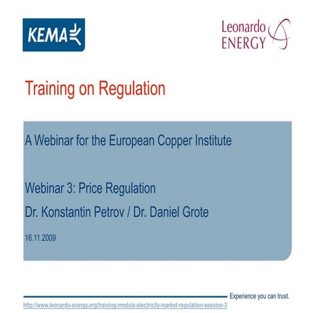Training Module on Electricity Market Regulation - SESSION 3 - Price ...