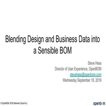 BOM Management: Blending Design And Business Data Into A Sensible BOM | PPT