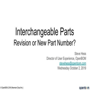 WEBINAR: Interchangeable Part Revisions in BOMs. Is this a Revision or ...