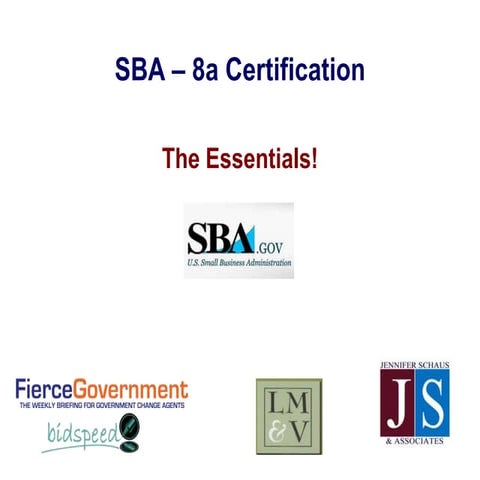 FED GOV CON - SBA 8a Small Business Certification | PPT | Business ...