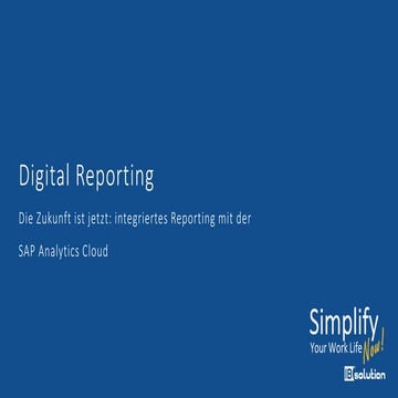 Digital Reporting – Integriertes Reporting mit der SAP Analytics Cloud ...