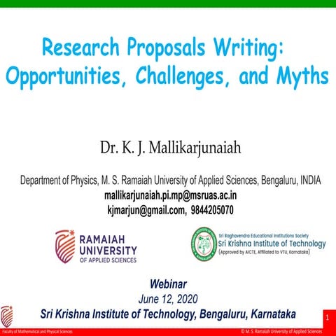 Research Proposals Writing: Opportunities, Challenges, and Myths | PPT