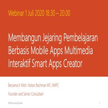 Webinar membangun jejaring pembelajaran berbasis mobile apps multimedia interaktif SAC | PDF