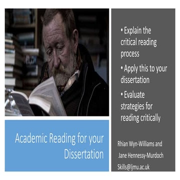 Webinar pg critical reading for your dissertation | PPT