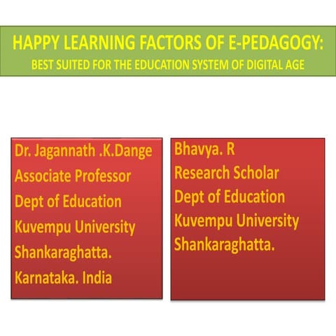 HAPPY LEARNING FACTORS OF E-PEDAGOGY | PPT | Free Download