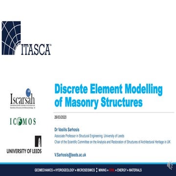 Modelling Masonry Structures Using Discrete Element Method Ppt 