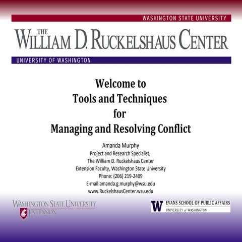 Tools and Techniques for Managing and Resolving Conflict | PPT