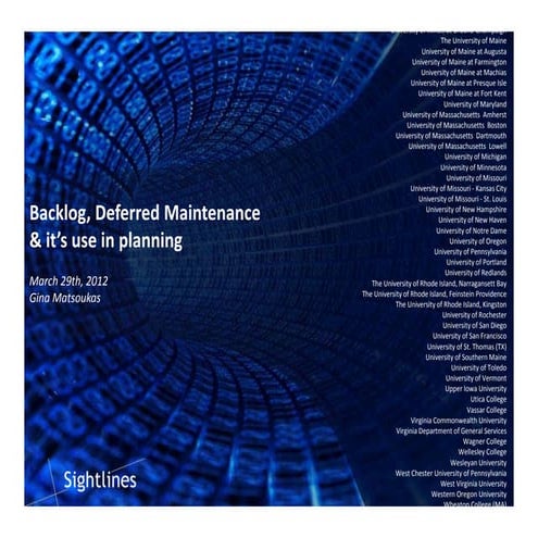 Backlog, Deferred Maintenance and its use in Planning | PDF