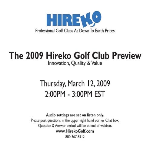 Hireko Golf 2009 Golf Club Preview | PDF | Golf | Sports