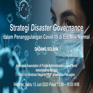Strategi Disaster Governance dalam Penanggulangan Covid-19 di Era New Normal | PPT