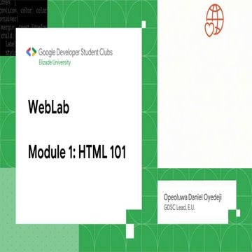 Web Lab Module1 (GDSC Elizade University) | PPT
