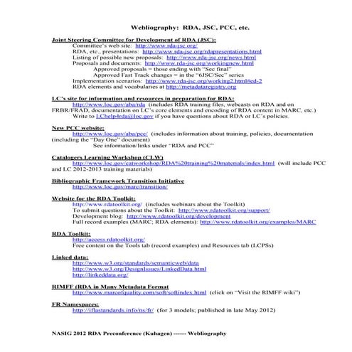 RDA and serials - Webliography | PDF