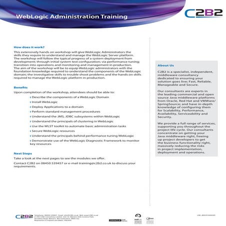 C2b2 Weblogic Administration Training Pdf