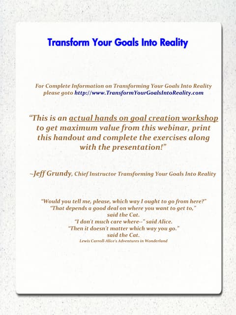 Designing Your Best Year Ever! Goal Setting Workshop | PDF ...