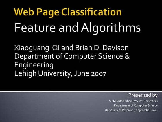 web page classification | PPT