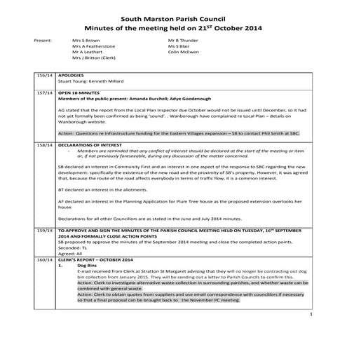 Web pc minutes 21st october 2014 sb | PDF