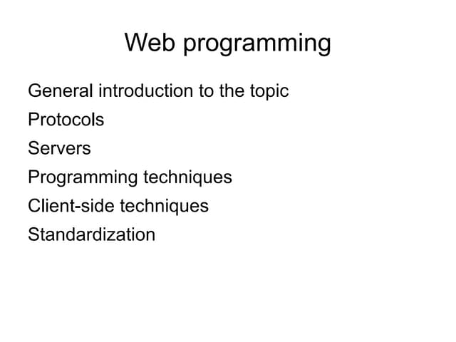 Web Server-Side Programming Techniques | ODP | Web Development | Internet Web Server-Side Programming Techniques | ODP | Web Development | Internet