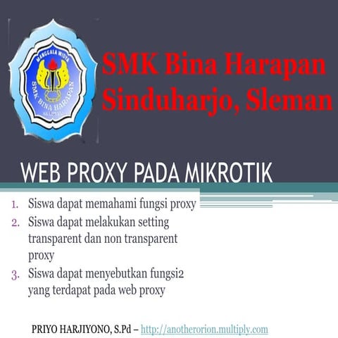 Web proxy pada mikrotik | PPTX