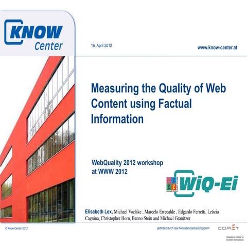 Measuring the Quality of Web Content using Factual Information | PPTX