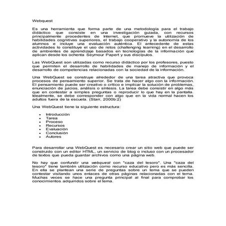 Webquest, miniquest y casa del tesoro | PPTX