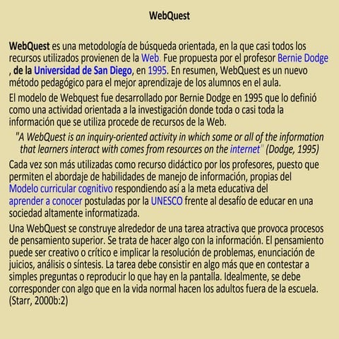 Webquest, miniquest y casa del tesoro | PPTX