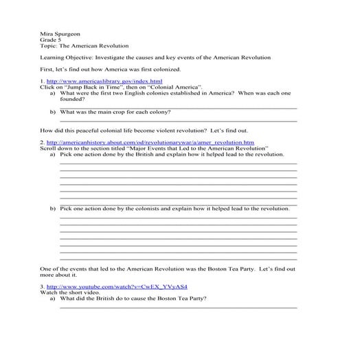 American Revolution Webquest | DOCX