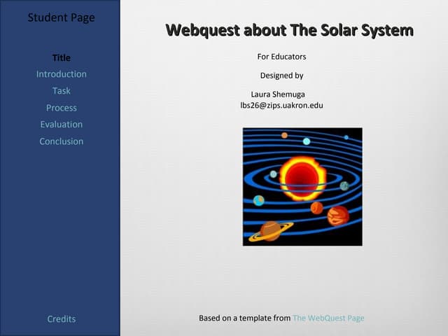 6th Grade Solar System Webquest