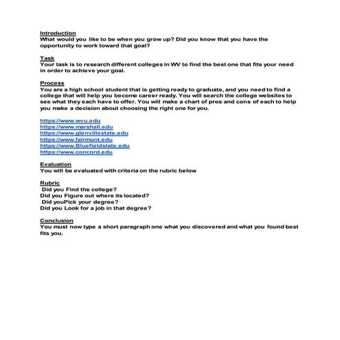 College Webquest | PPT