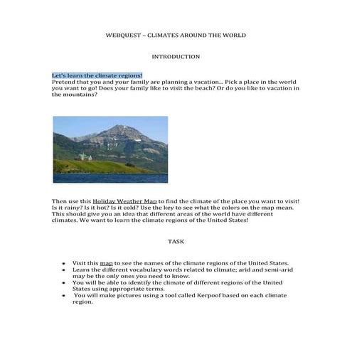 Webquest – climates around the world | DOCX