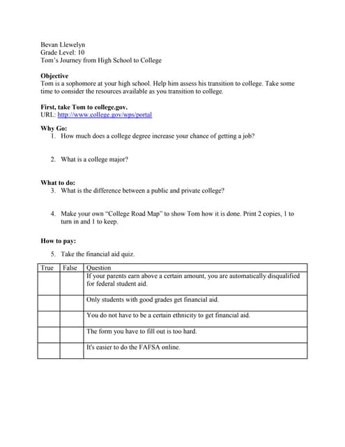 Webquest college answer sheet | PDF