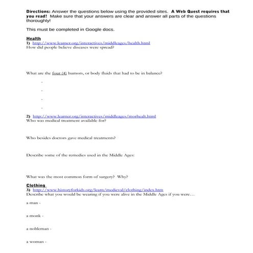 Webquest the middle_ages_2015 | DOC