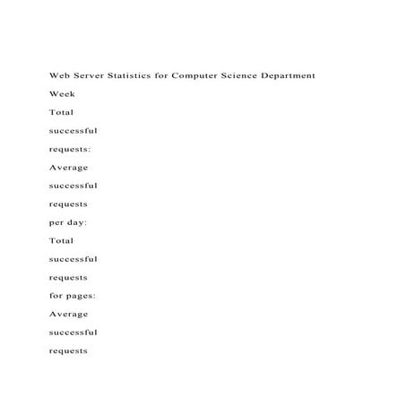 Web Server Statistics for Computer Science DepartmentWeek .docx