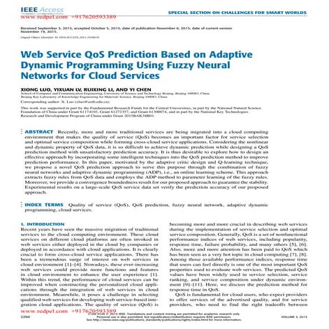 Web Service Qos Prediction Based On Adaptive Dynamic Programming Using Fuzzy Neural Networks For 