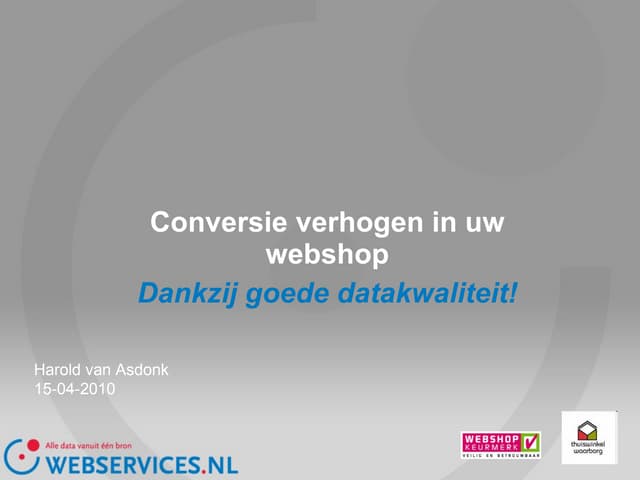 Timo Bunt - datakwaliteit | PPT