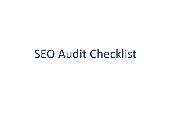 Seo audit checklist infographic | PDF