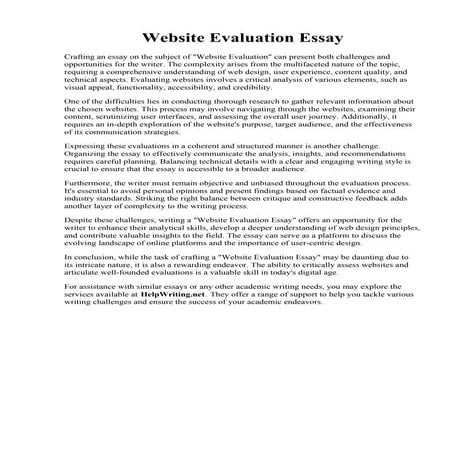 Website Evaluation Essay. Evaluation of Website Case Study Example ...