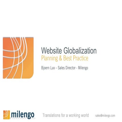 Website globalization Milengo | PPTX | Web Development | Internet