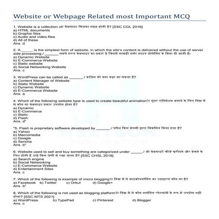 Computer Awareness and Basic MCQ for Competitive Exams | PDF