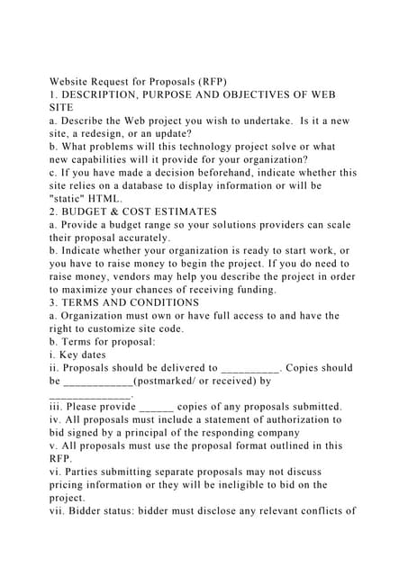 RFP1. Project Initiation Phase The purpose of the RFP document.docx | Business | Business and ...