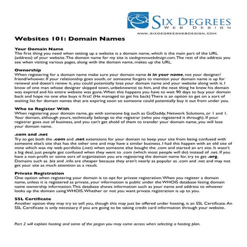 Websites 101: Domain Names | PDF