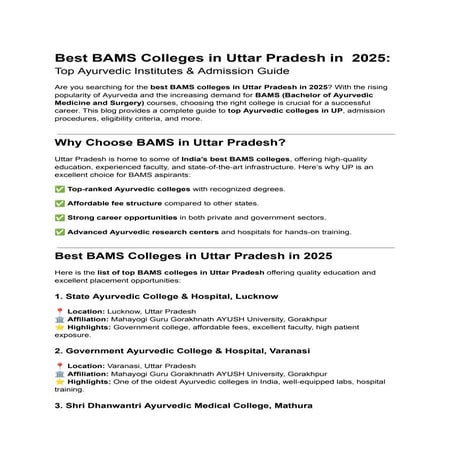 Your Guide to the Best BAMS Institutions | PDF