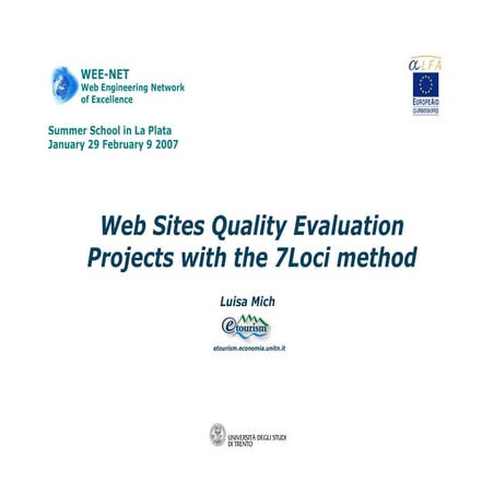 Part 2. Web sites quality evaluation projects with the 7 loci method | PDF