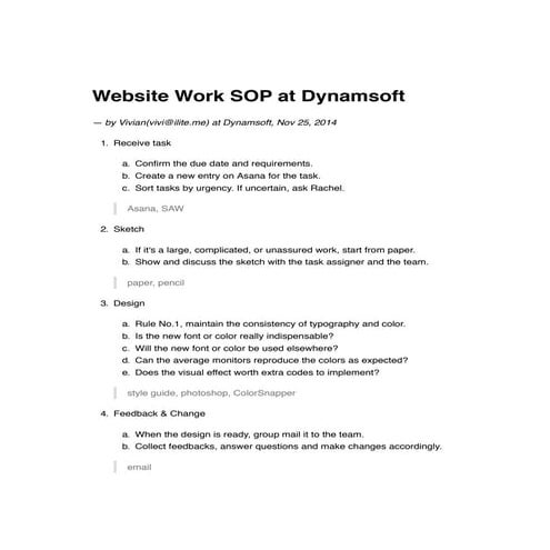 Website Work SOP at Dynamsoft | PDF