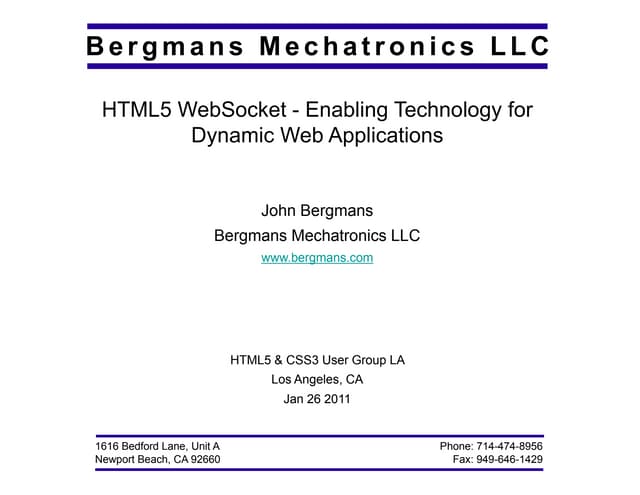 Websocket Enabling Technology For Dynamic Web Applications Ppt