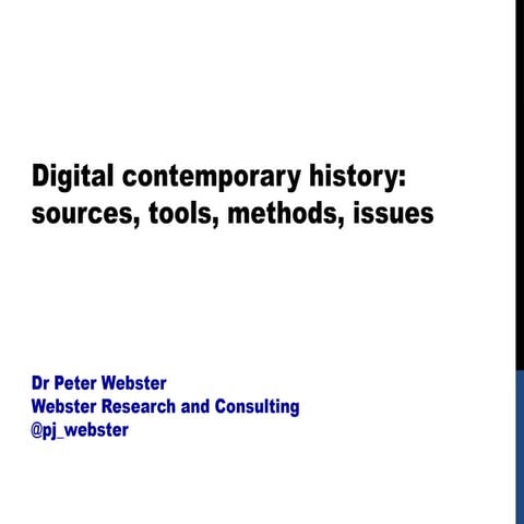 Digital contemporary history: sources, tools, methods, issues | PDF