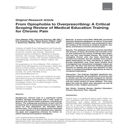 Webster 2017 from opiophobia to overprescribing- a critical scoping ...